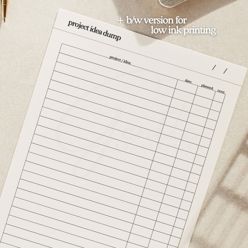 Project Idea Dump Printable PDF Canva Template ADHD Brain Dump Digital ...