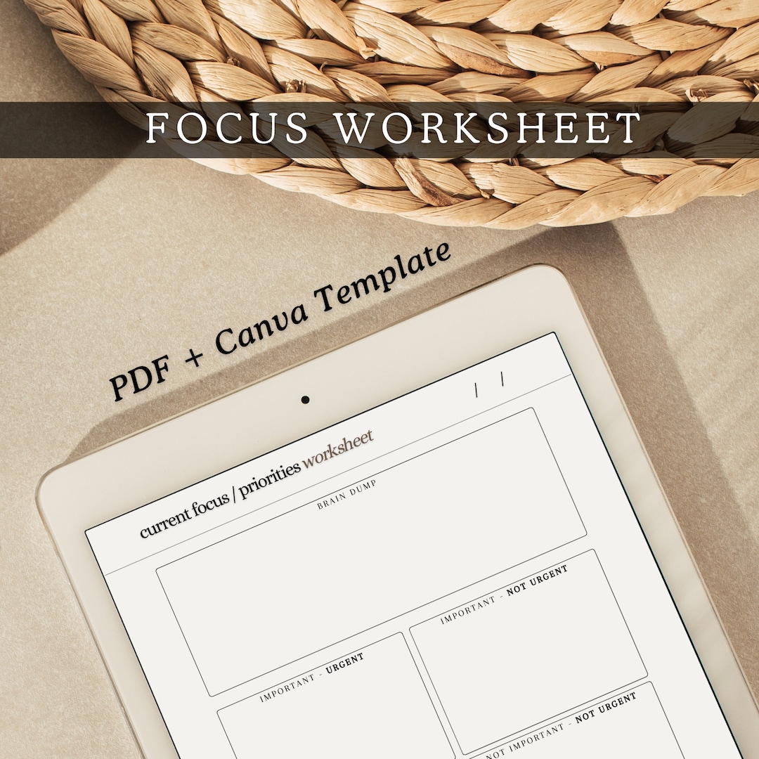 Priority & Focus Worksheet | Printable PDF | Canva Template | Digital ...