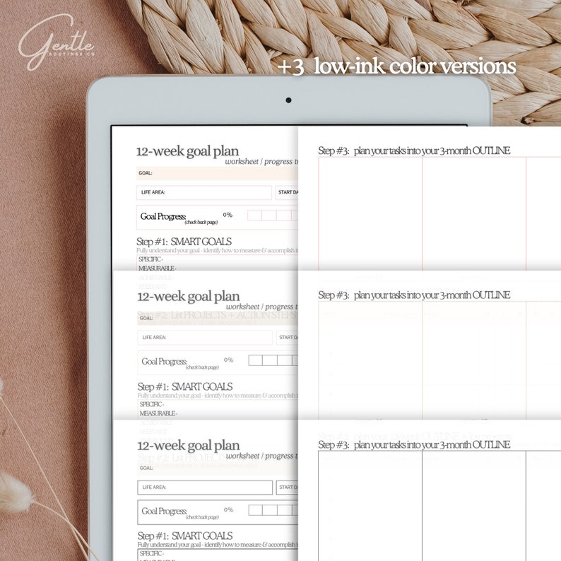 12 Week Goal Planner | Smart Goal Worksheet | Self Improvement | ADHD ...