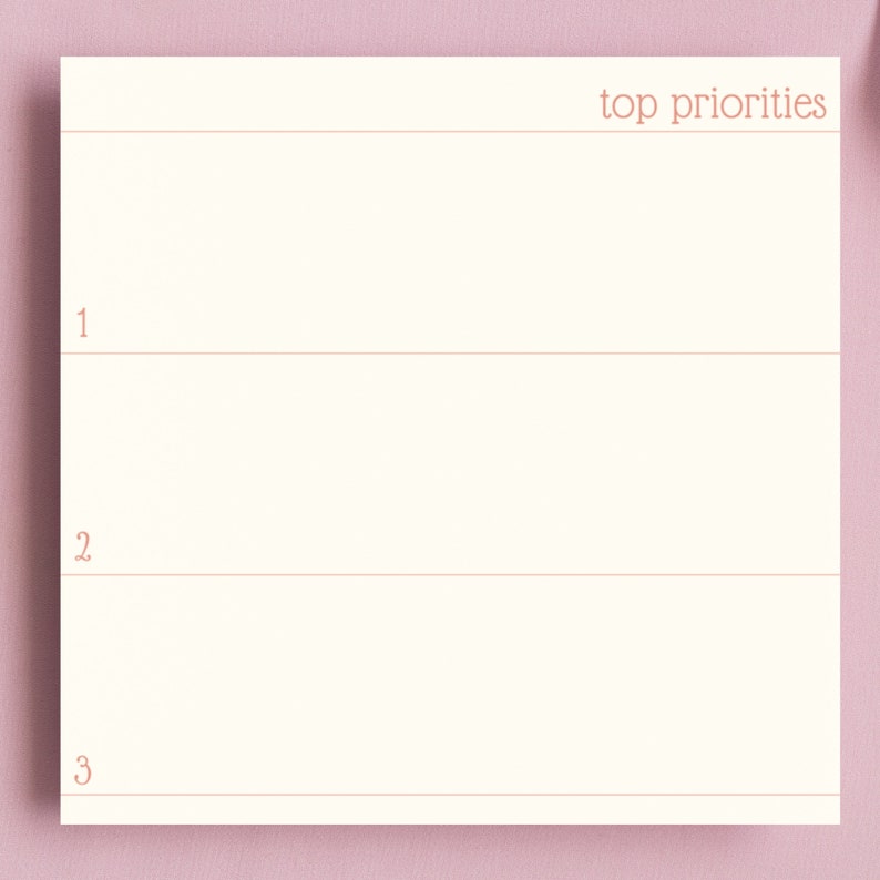Top Priority Sticky Notepad - Cream - 50 Pages - 3x3 in - Functional ...