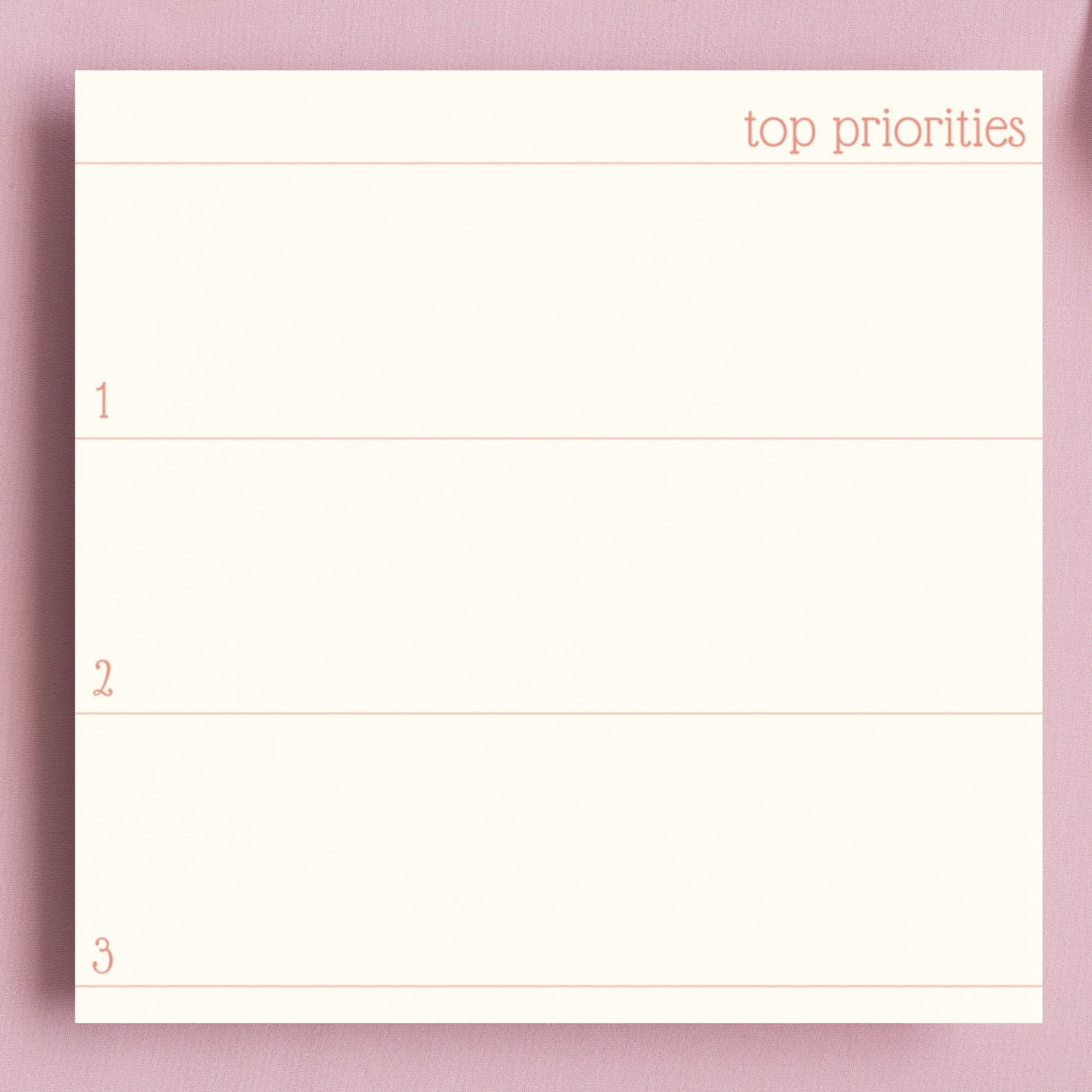Top Priority Sticky Notepad - Cream - 50 Pages - 3x3 in - Functional ...
