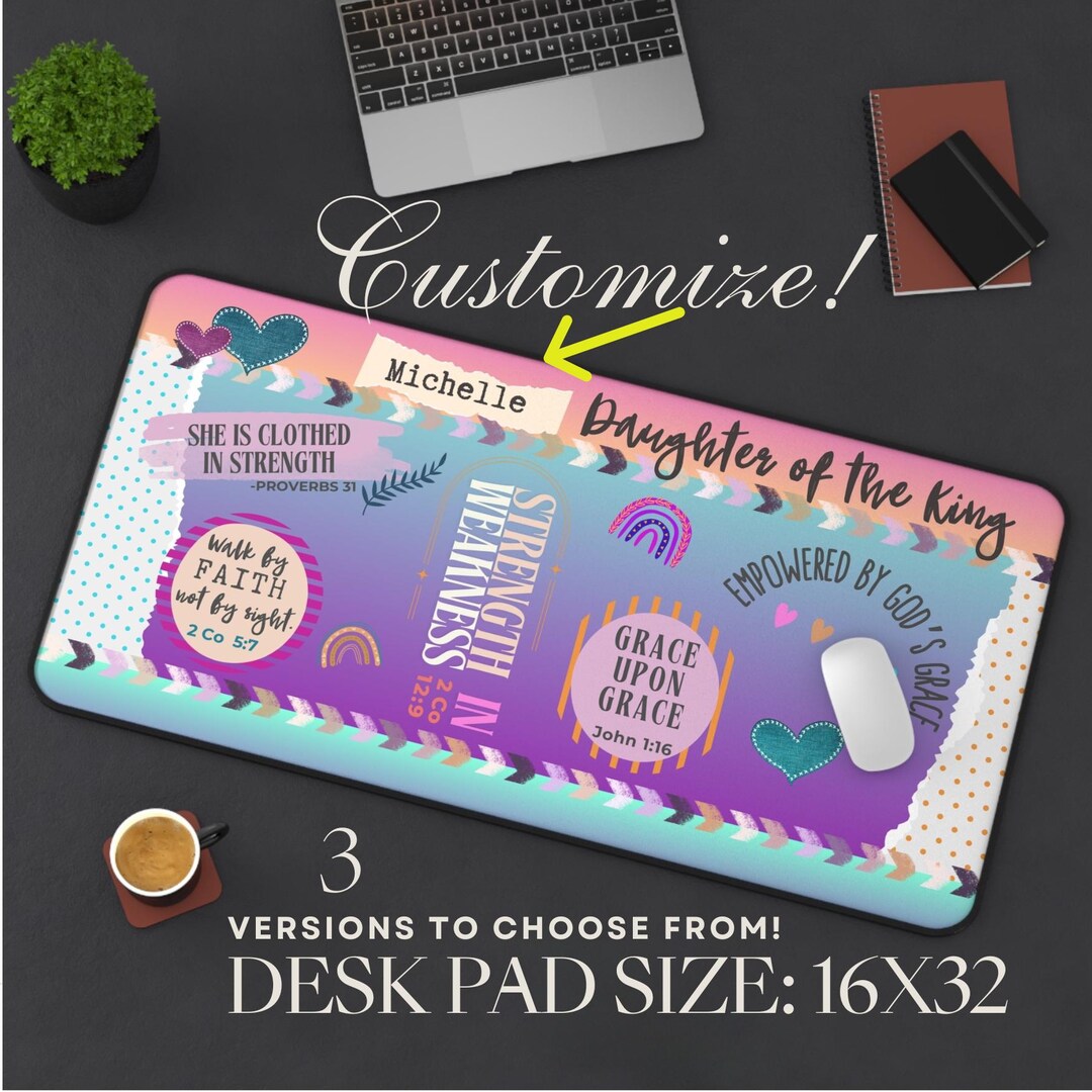 Desk Mat, Personalize Large Biblical Verses for Gift, Bible Faith ...