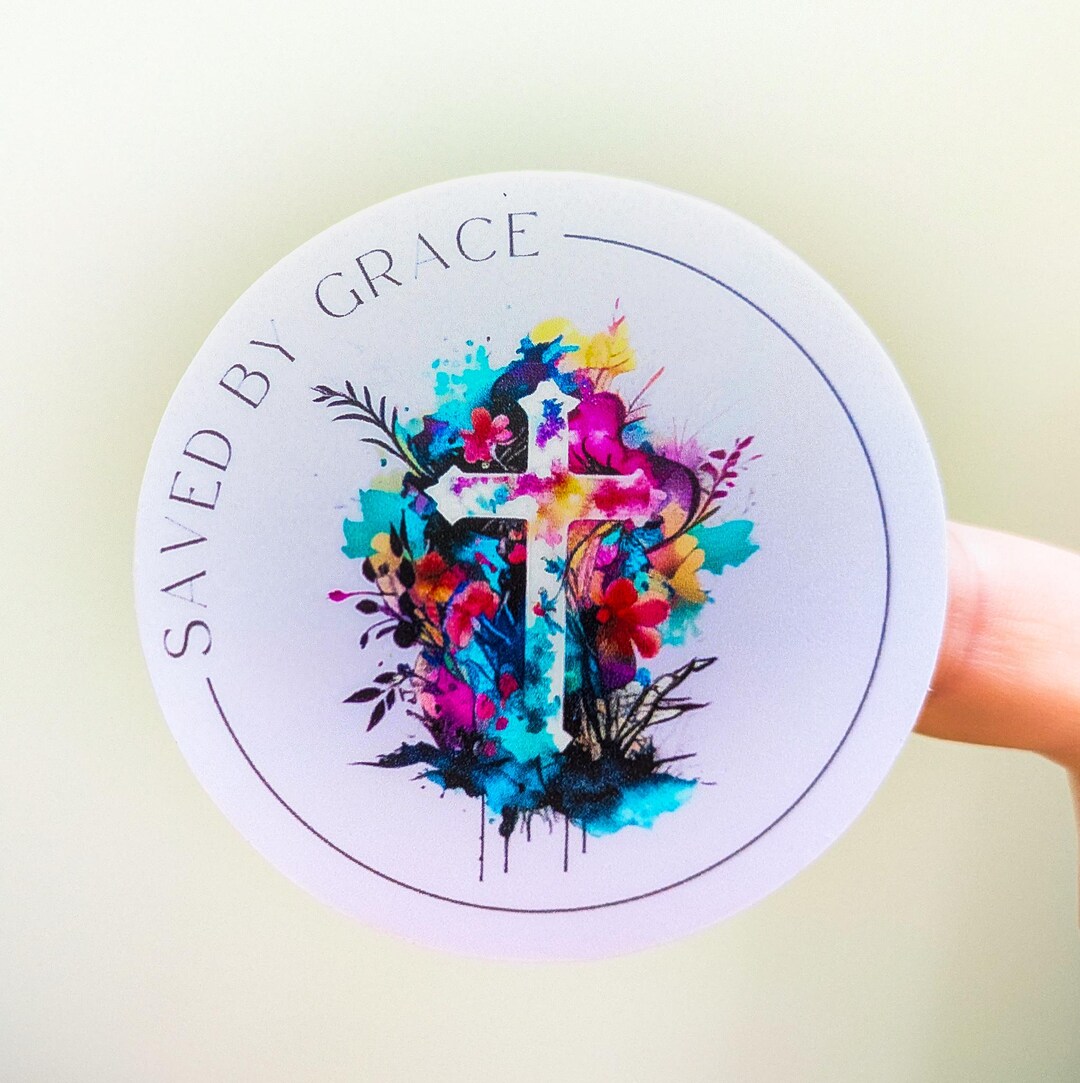 Saved by Grace Sticker: Waterproof Christian Decal for Laptop, Tumbler ...