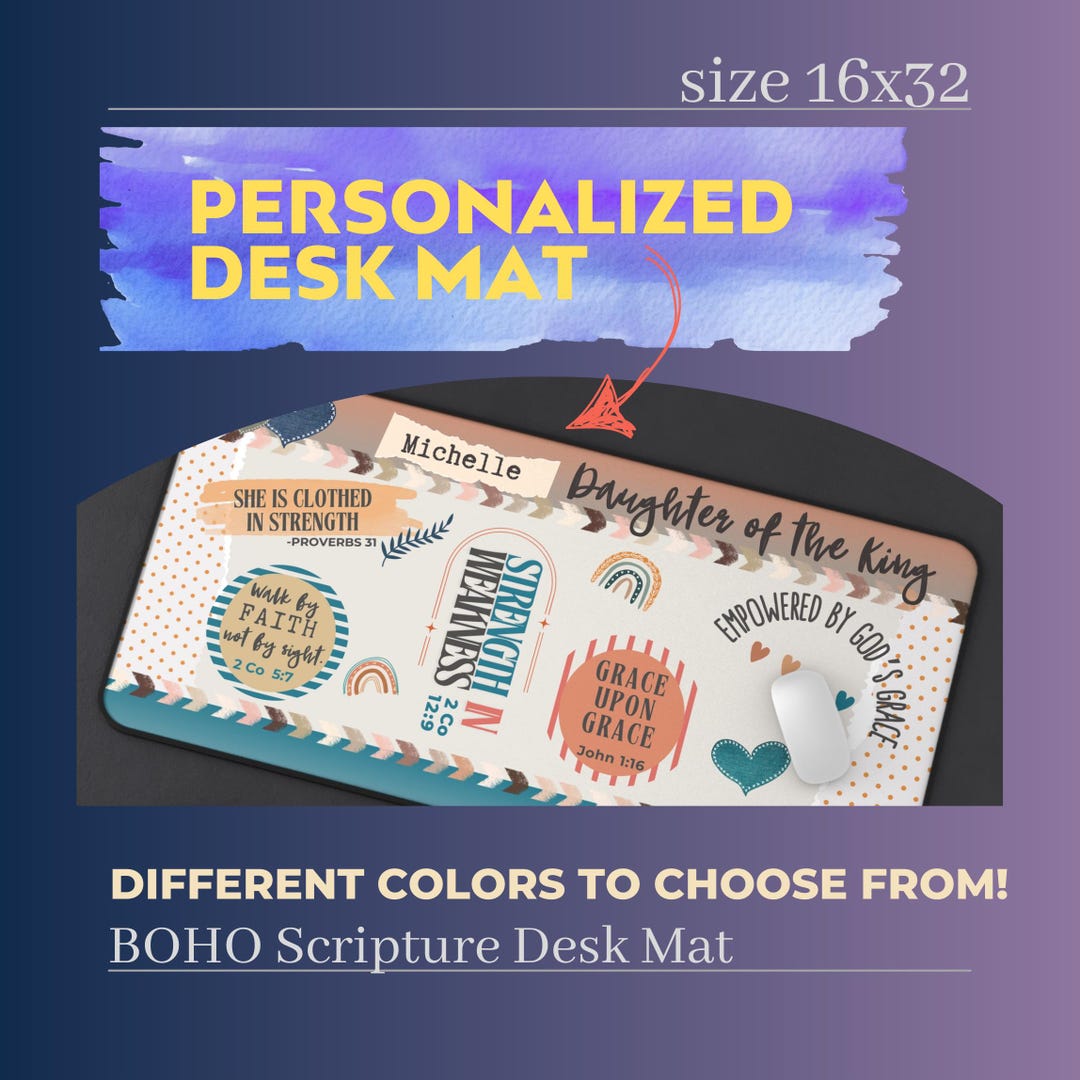 Christian Bible Verse Desk Mat: Religious Office Decor, Scripture ...