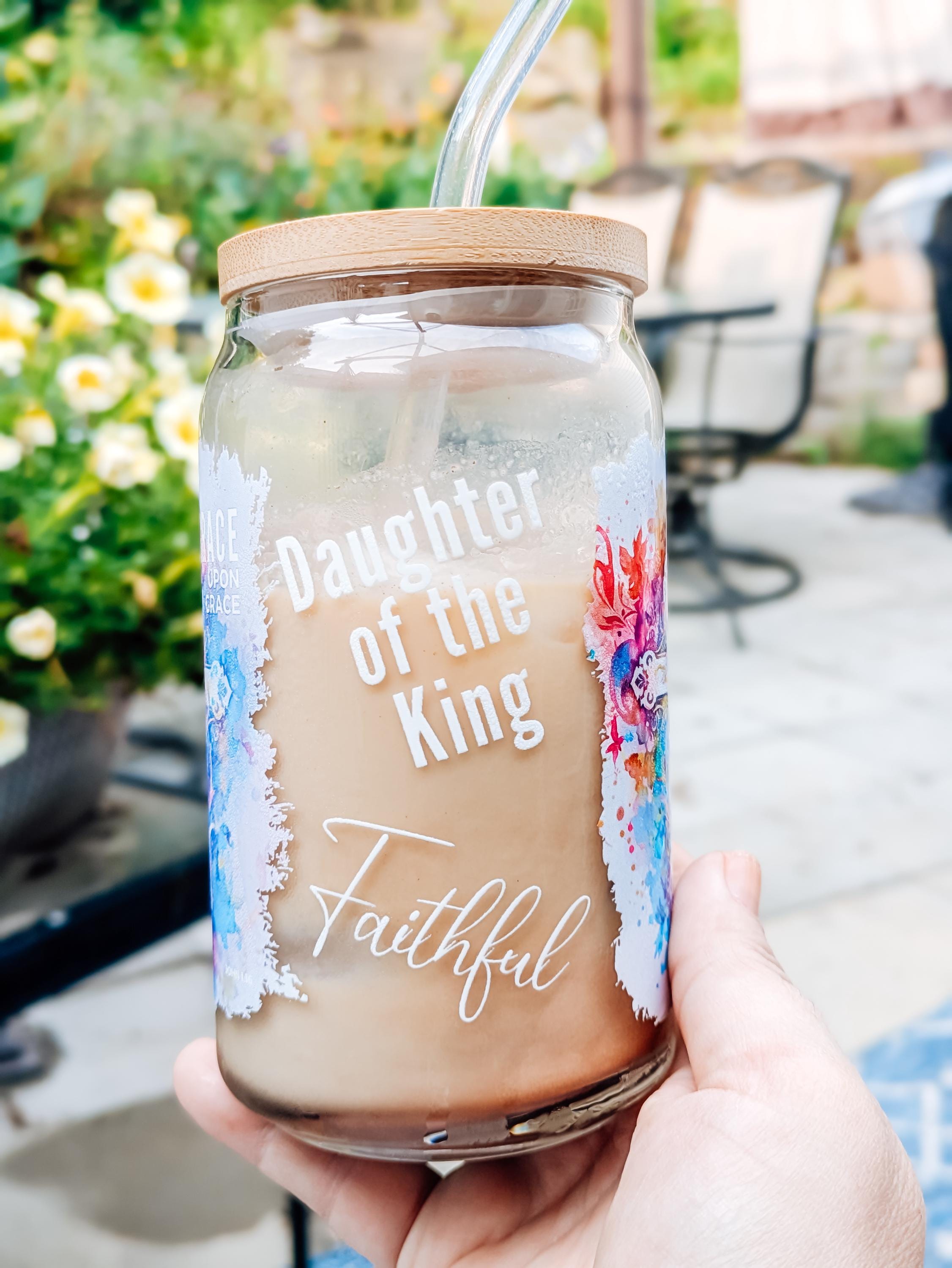 Grace Upon Grace Bible Verse Glass, Can Shaped 16oz, Christian Modern ...