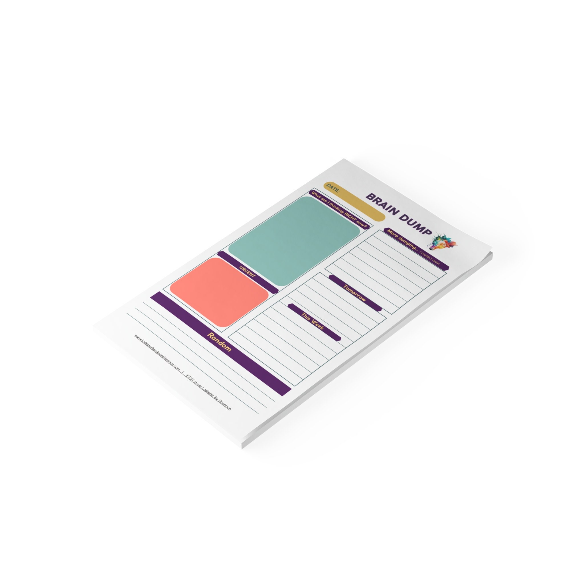 PHYSICAL ITEM, ADHD Brain Dump Sticky Note Pad, 10x6 Inches, Large To ...