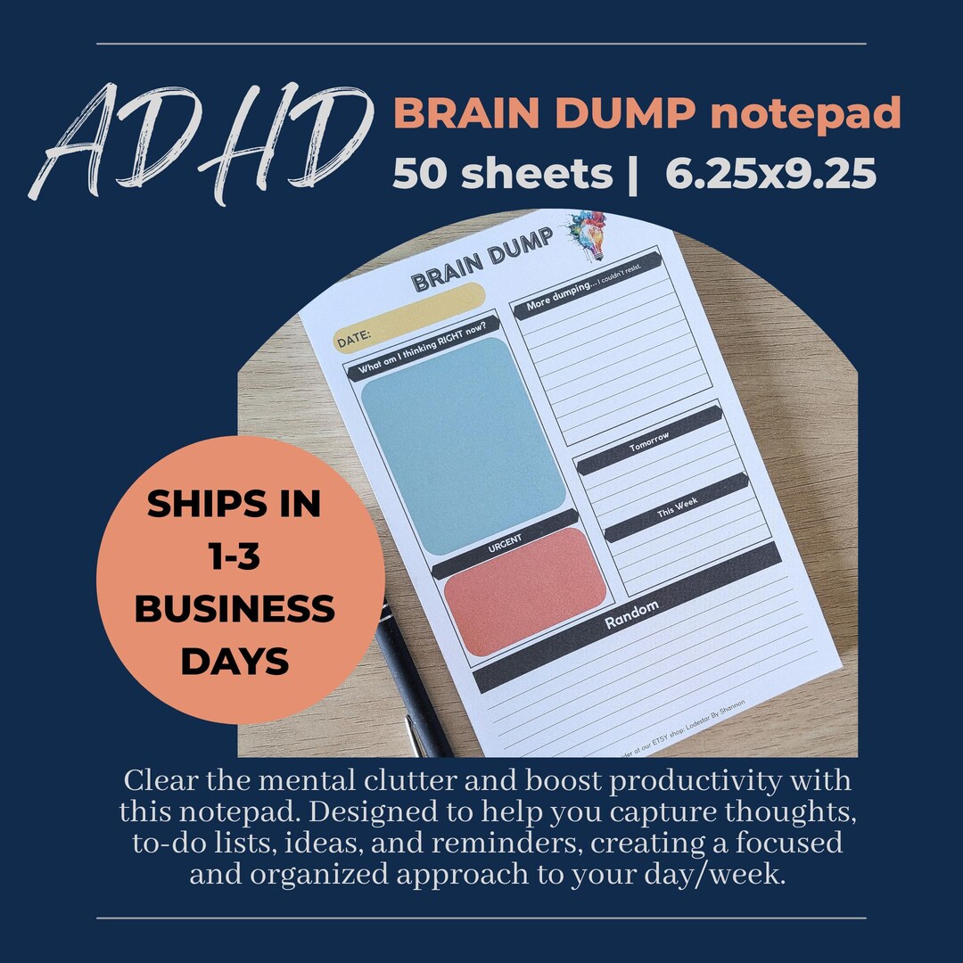 ADHD Notepad for Brain Dumping, To-do List, Urgent Task Tracker, Daily ...