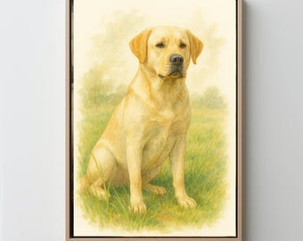 Yellow Labrador Retriever Portrait - Digital Watercolour Art Download ...