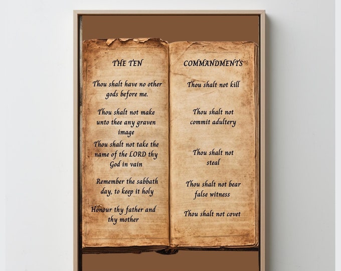 Moses and the Ten Commandments Matte Canvas Print, Christian Artwork ...