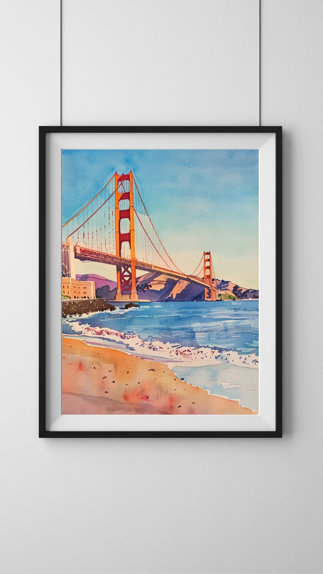 Golden Gate Bridge Digital Wall Art, Watercolor Design, Wall Poster ...