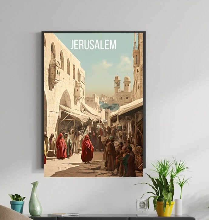 Jerusalem Poster Original Art Depiction of Jerusalem in the Days of ...