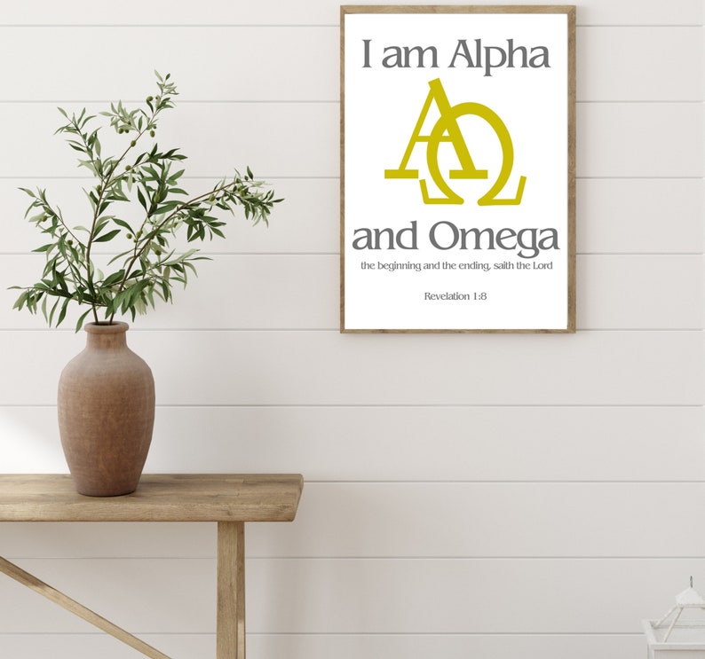 I Am Alpha & Omega, Scripture Verse Poster. Rev 1:8 Bible Wall Art ...