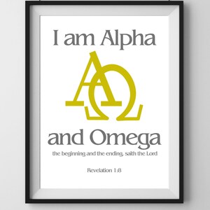 I Am Alpha & Omega, Scripture Verse Poster. Rev 1:8 Bible Wall Art ...