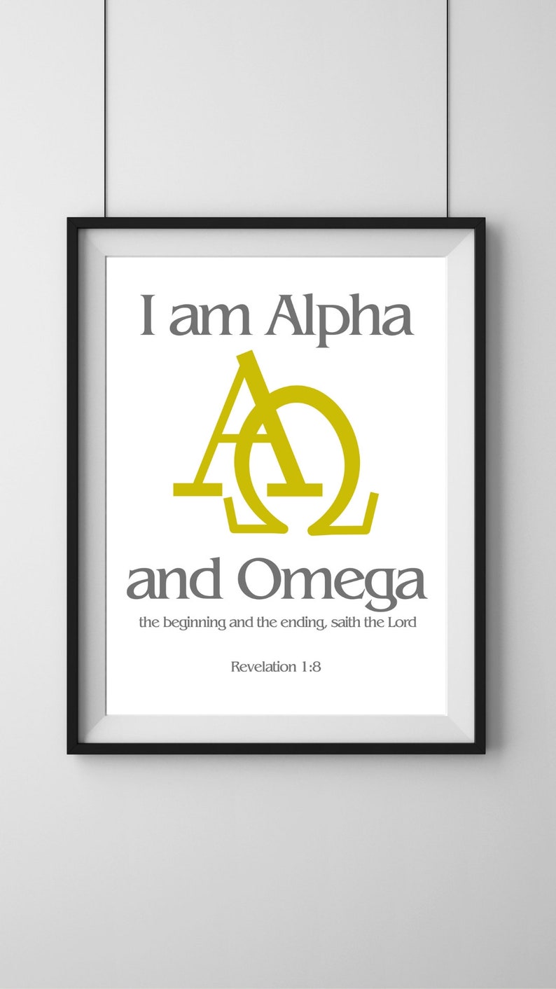 I Am Alpha & Omega, Scripture Verse Poster. Rev 1:8 Bible Wall Art ...