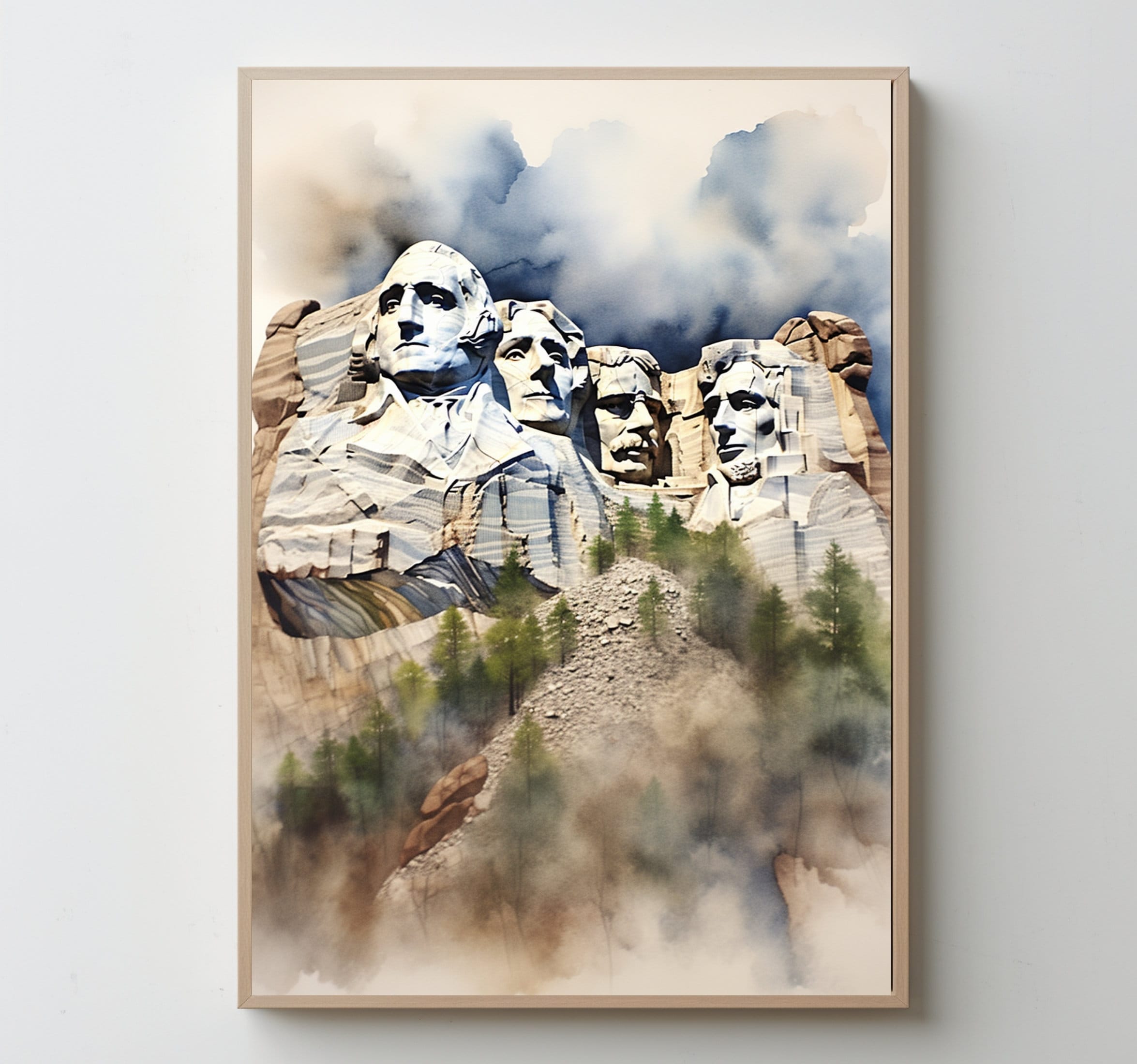 Mount Rushmore Poster Digital Print. Watercolor Printable. Historic ...