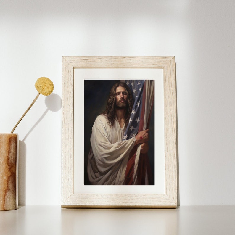 Jesus American Flag Wall Art, Digital Christian Print Art, INSTANT ...