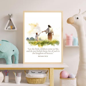 Bible Watercolor Digital Wall Art. Matthew 19:14 Let the Little ...