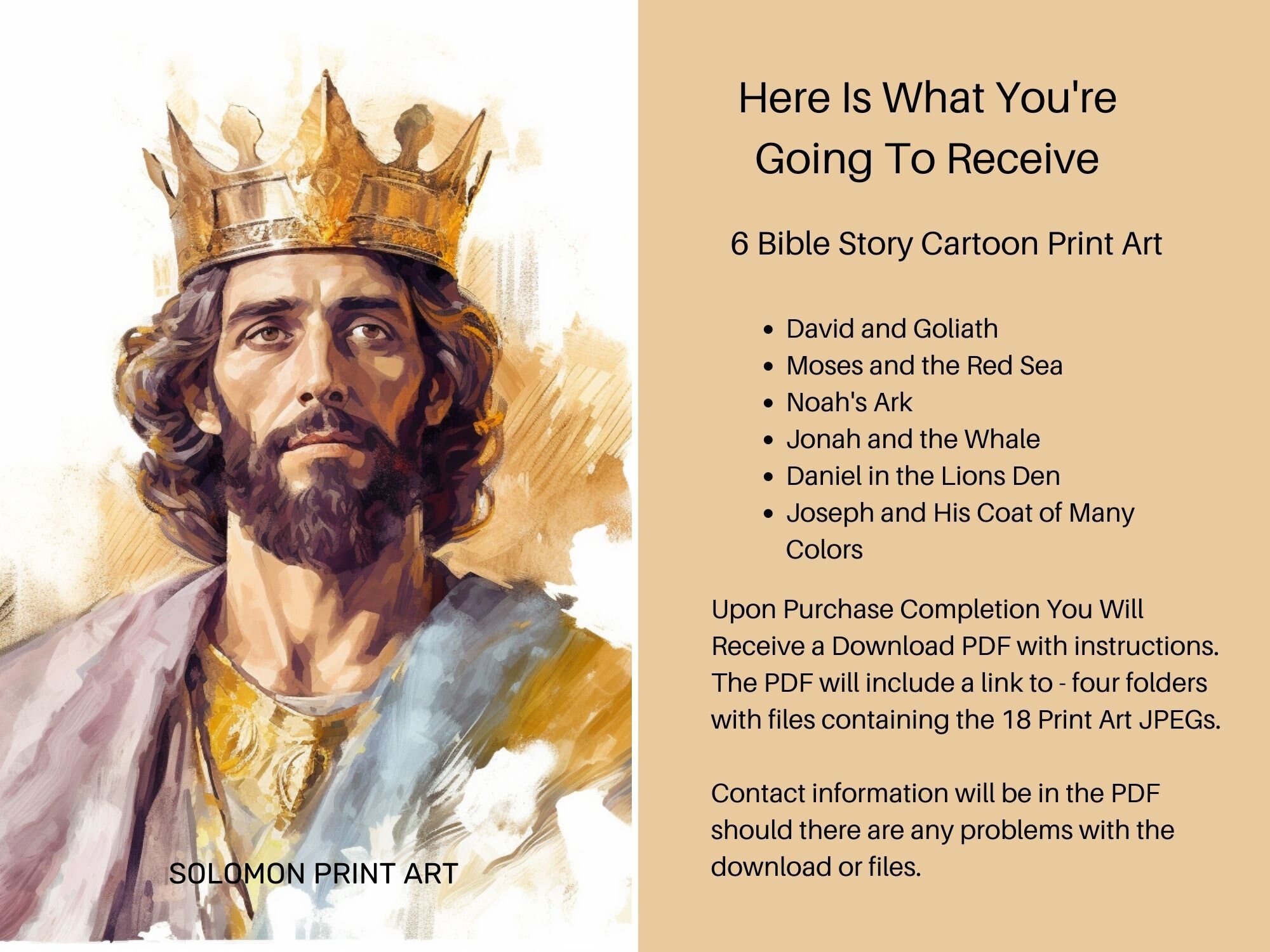 Bible Story CARTOON Print Art BUNDLE 6 Popular Bible Stories bible-story-cartoon-print-art-bundle-6-popular-bible-stories