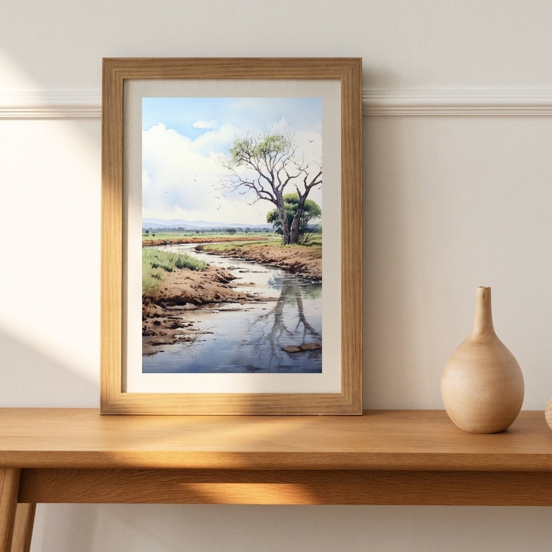 Jordan River. Israel Digital Watercolor. Printable Holyland Print Art ...