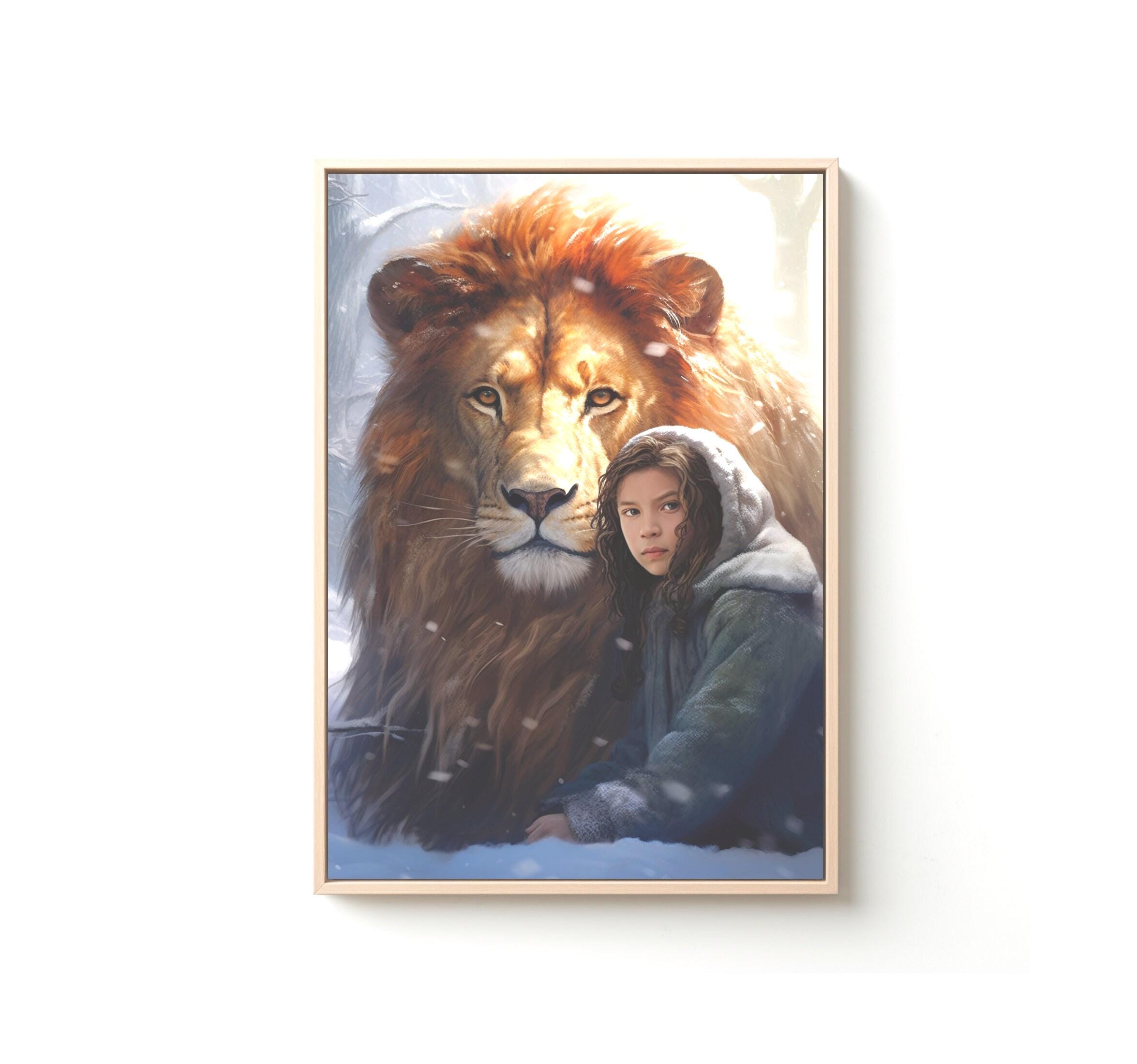 Aslan and Peter, Narnia Digital Poster Art. C.S. Lewis Wall Art ...