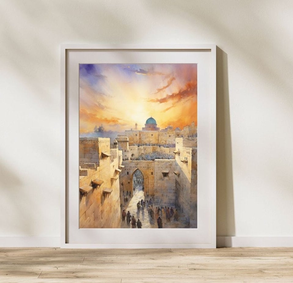 Peace of Jerusalem Print Art, Digital Print, Jerusalem, Watercolor ...