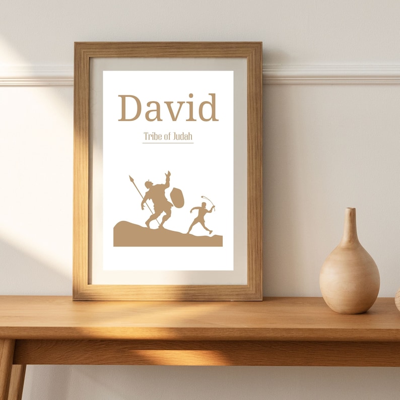 David, Defeated Goliath, Digital Print Bible Art. Boy's Room Decor ...