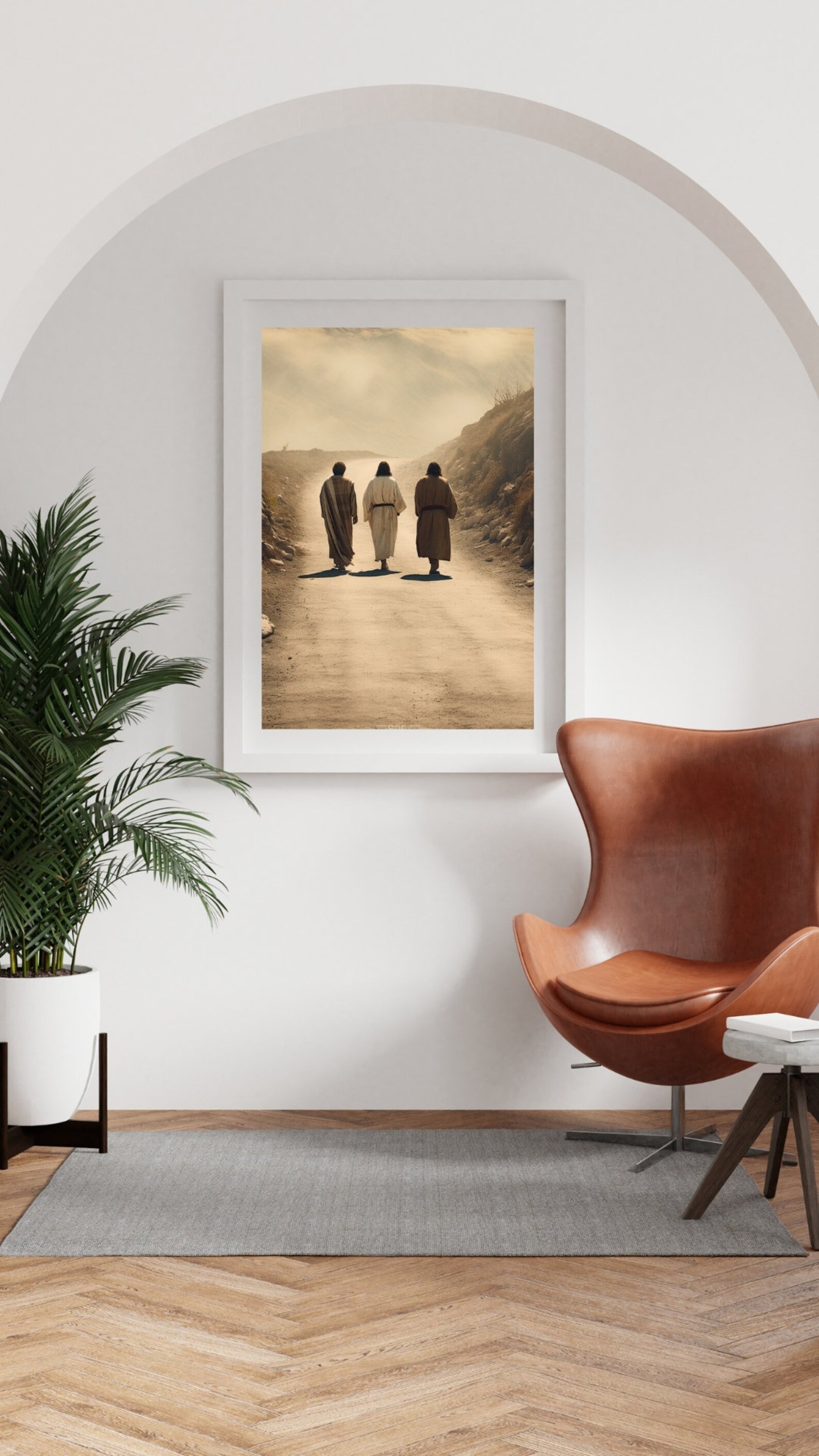 Jesus-walk to Emmaus-print Art-scripture Luke 24. Jesus and Two ...