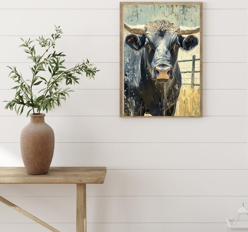 Bibles Strong Bull in Watercolor. Digital Wall Art. Bull of Scripture ...