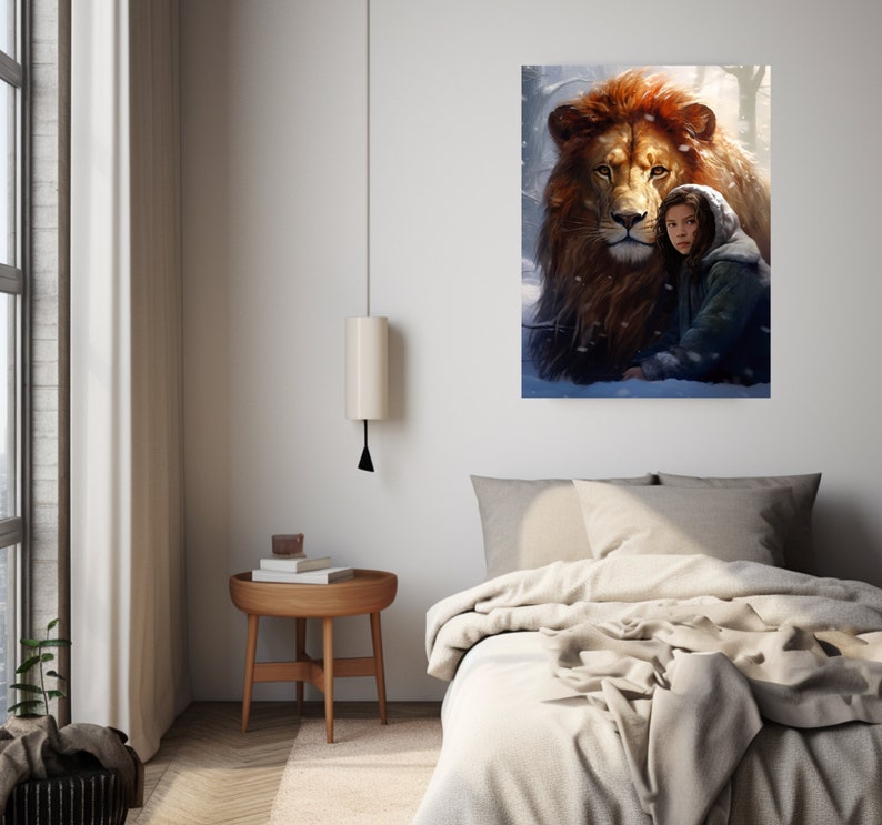 Aslan and Peter, Narnia Digital Poster Art. C.S. Lewis Wall Art ...