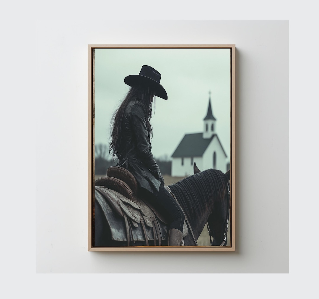 Praying Cowgirl in Black Digital Wall Art. Instant Download. Peacefull ...