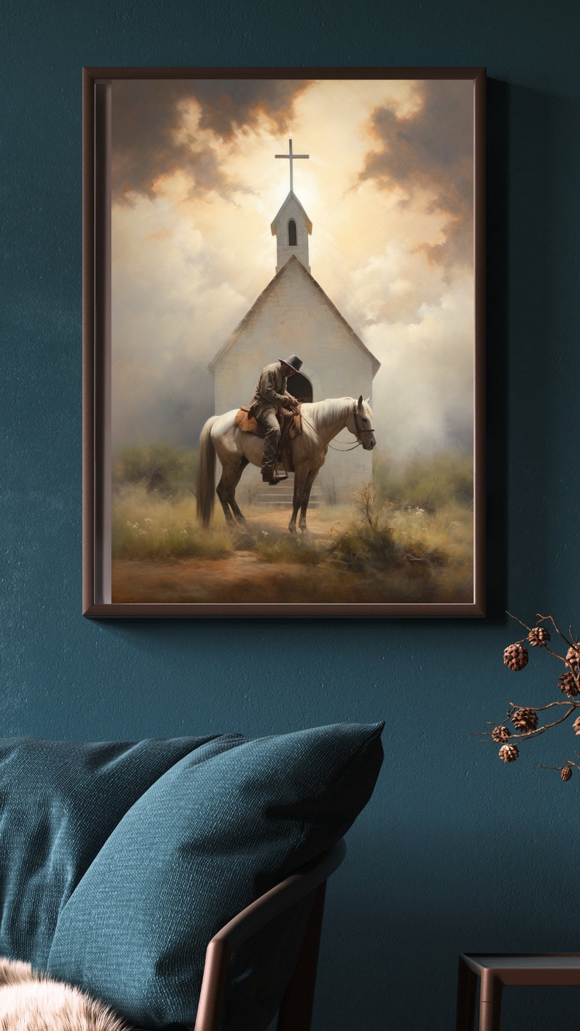 Praying Cowboy and Horse Digital Print Art. Christian Home Decor ...