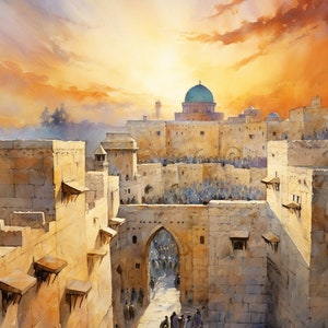 Peace of Jerusalem Print Art, Digital Print, Jerusalem, Watercolor ...