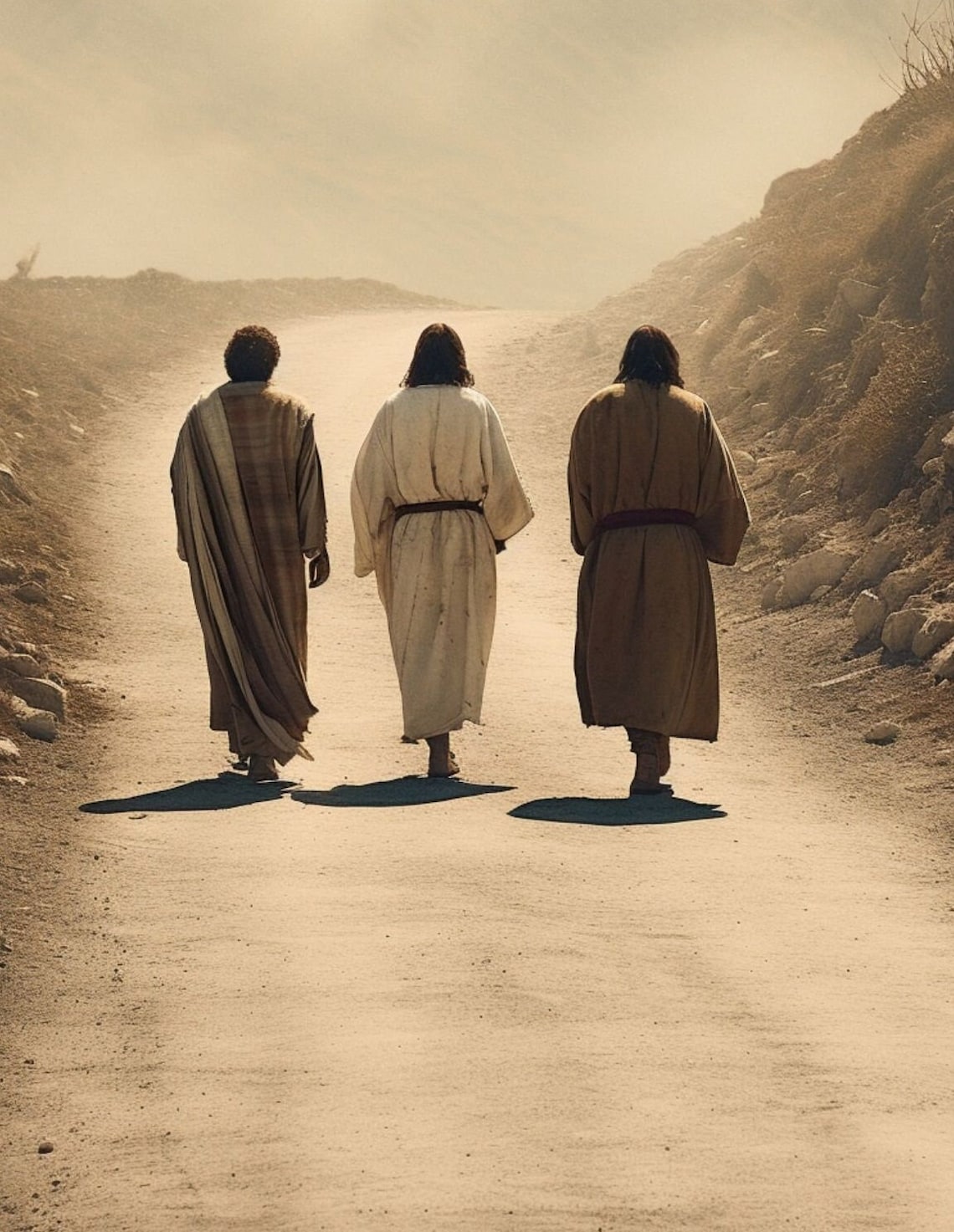 Jesus-walk to Emmaus-print Art-scripture Luke 24. Jesus and Two ...