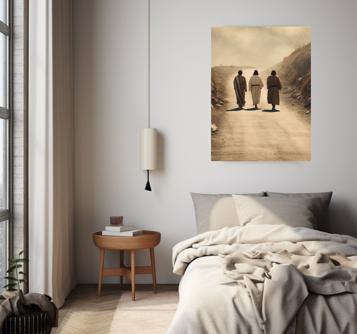 Jesus-walk to Emmaus-print Art-scripture Luke 24. Jesus and Two ...