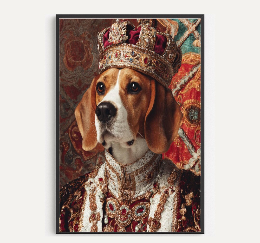 Beagle Dog Portrait Wall Art Digital Dog Design Custom Pet Portrait ...