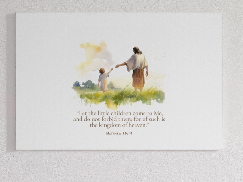 Bible Watercolor Digital Wall Art. Matthew 19:14 Let the Little ...