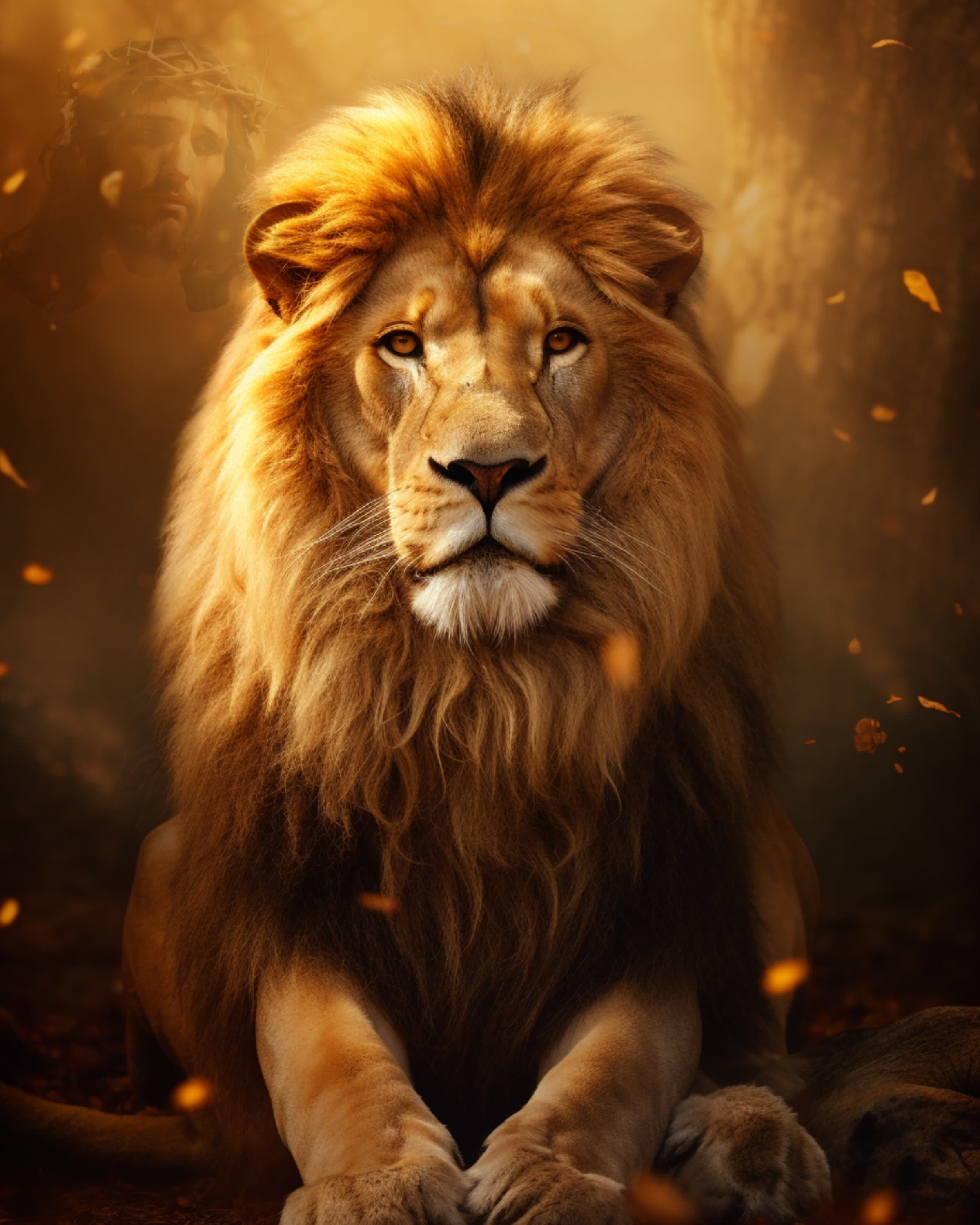 Lion and Jesus Crown of Thorns, Scripture Jesus Christ the Lion of ...