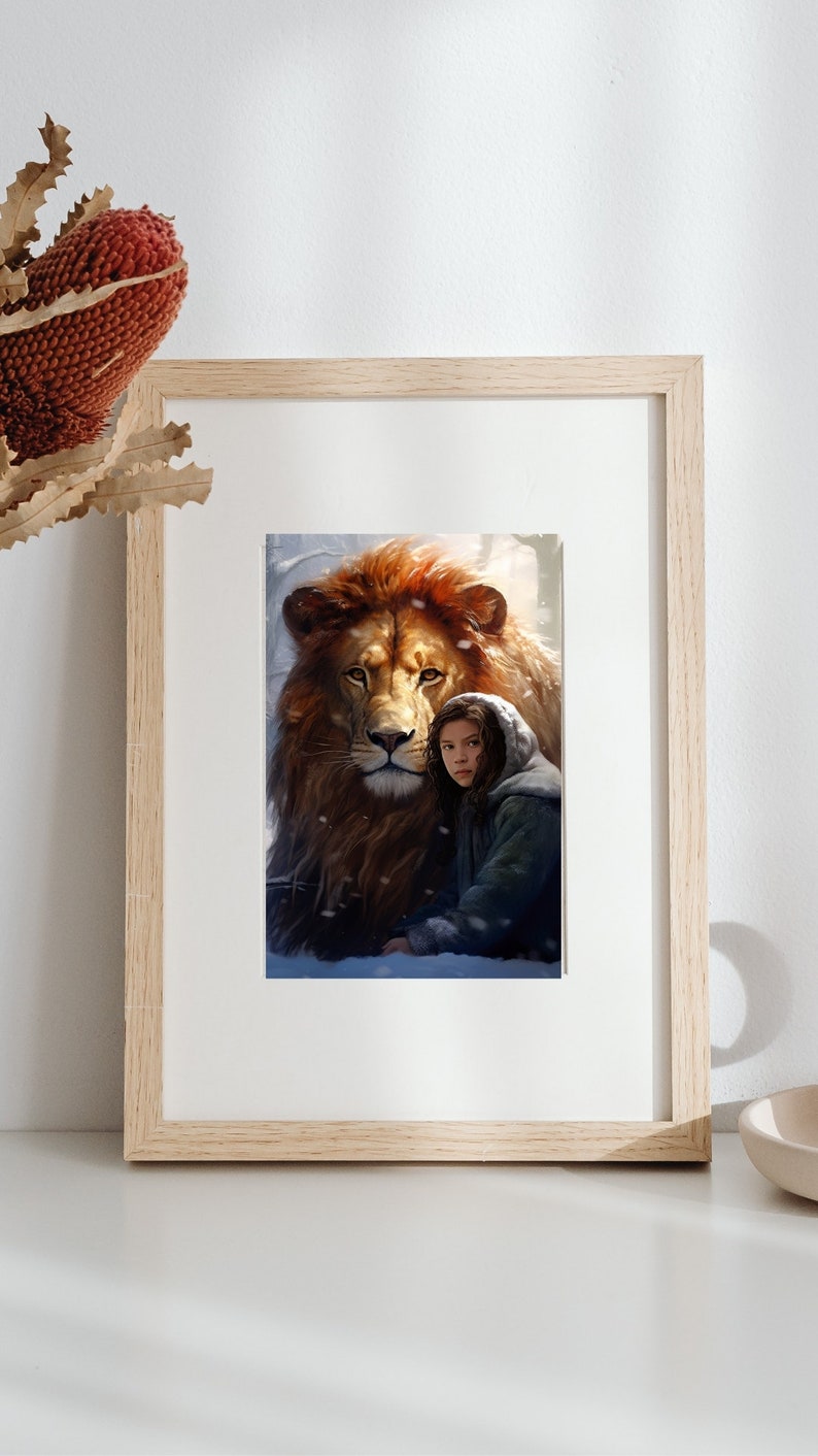 Aslan and Peter, Narnia Digital Poster Art. C.S. Lewis Wall Art ...