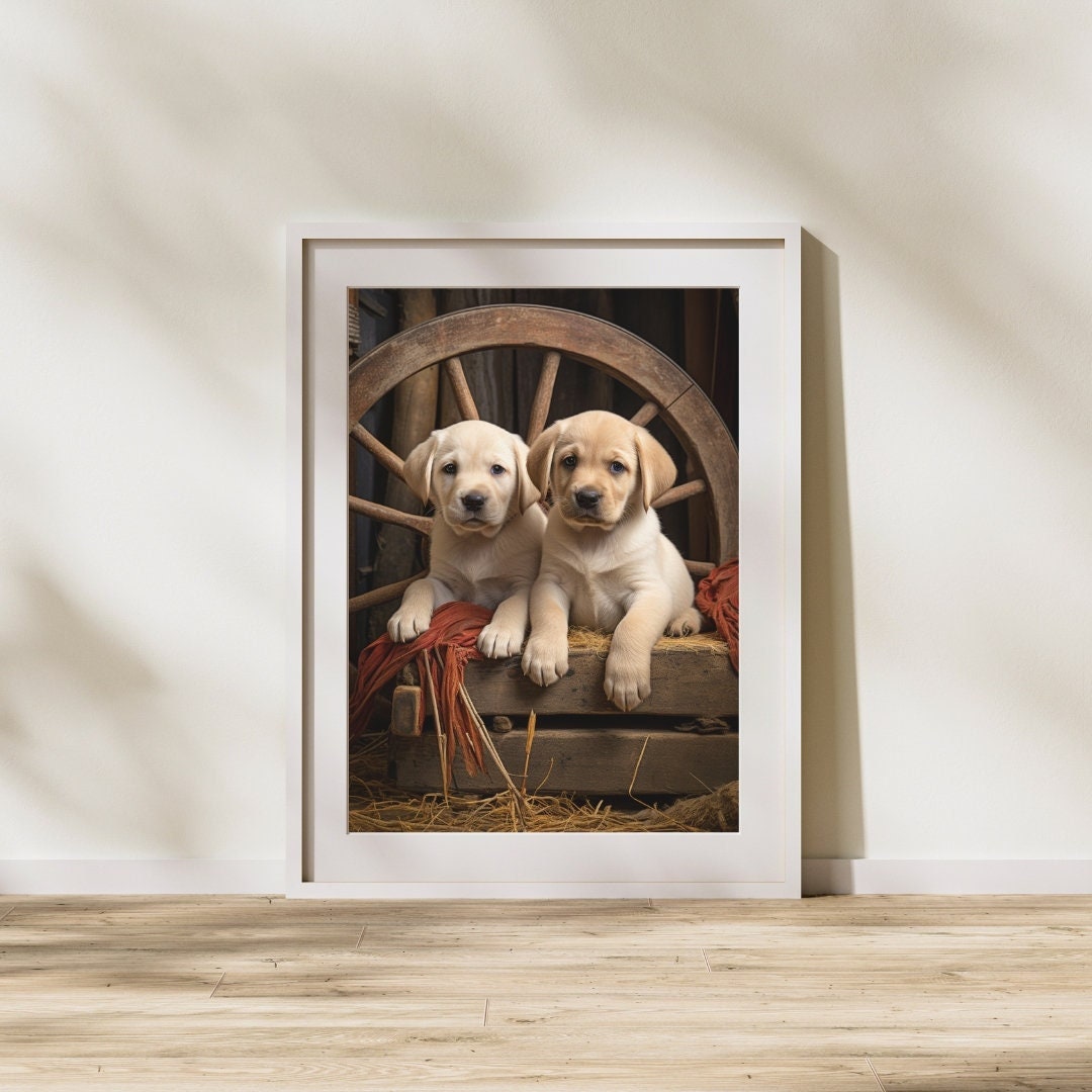 Twin Labrador Puppy's Digital Printable. Labrador Farm Decor. Kid's ...