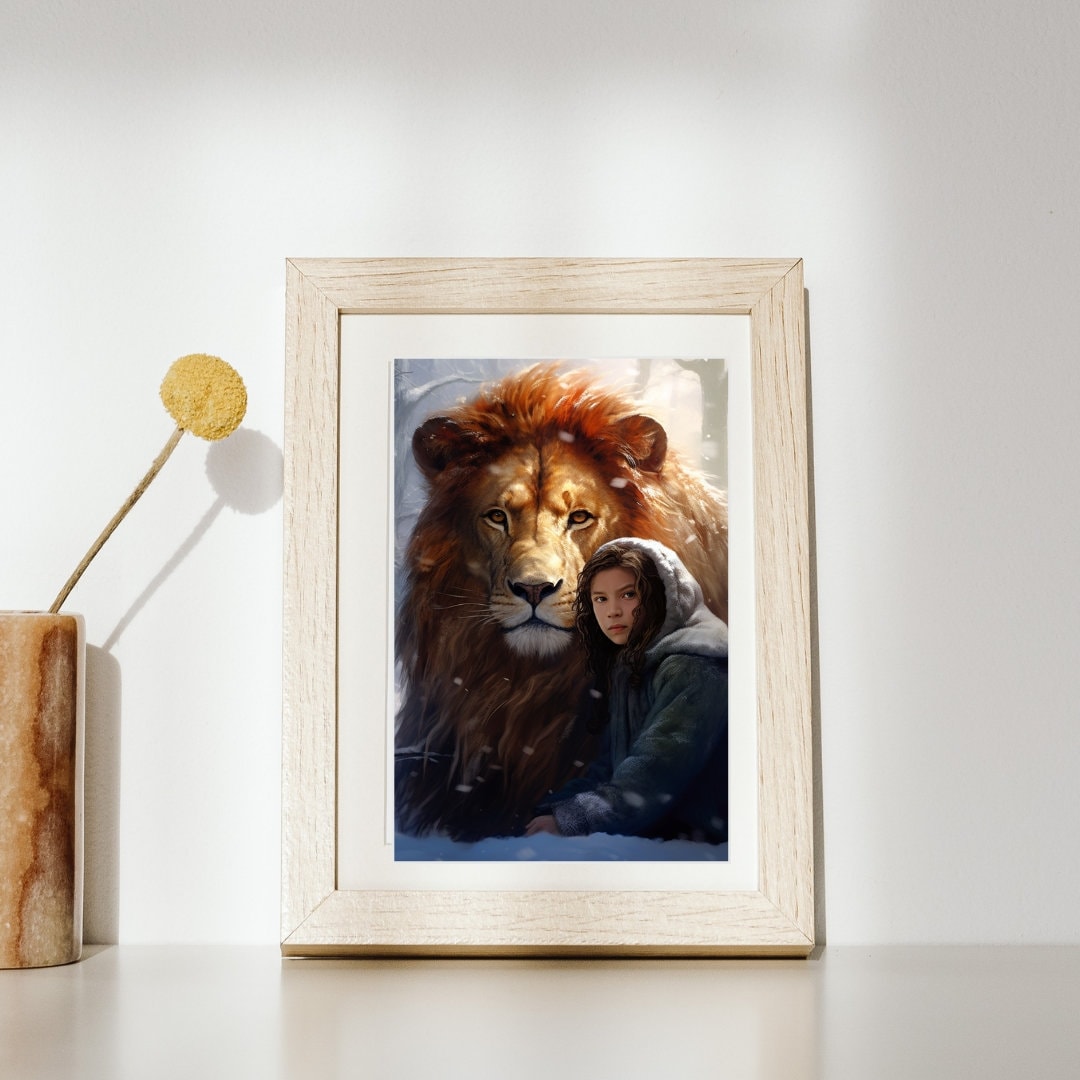 Aslan and Peter, Narnia Digital Poster Art. C.S. Lewis Wall Art ...