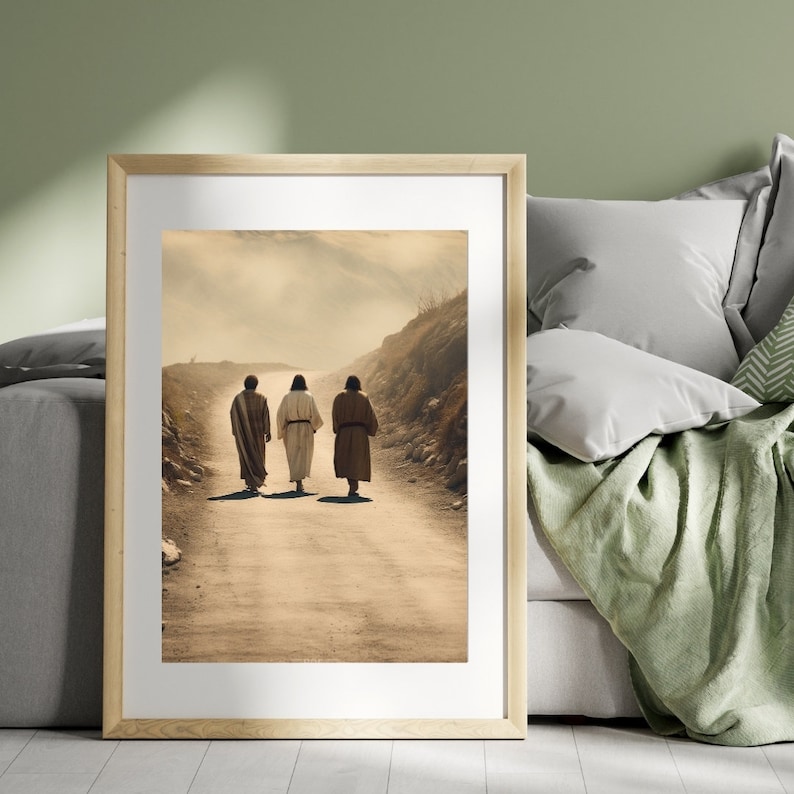 Jesus-walk to Emmaus-print Art-scripture Luke 24. Jesus and Two ...