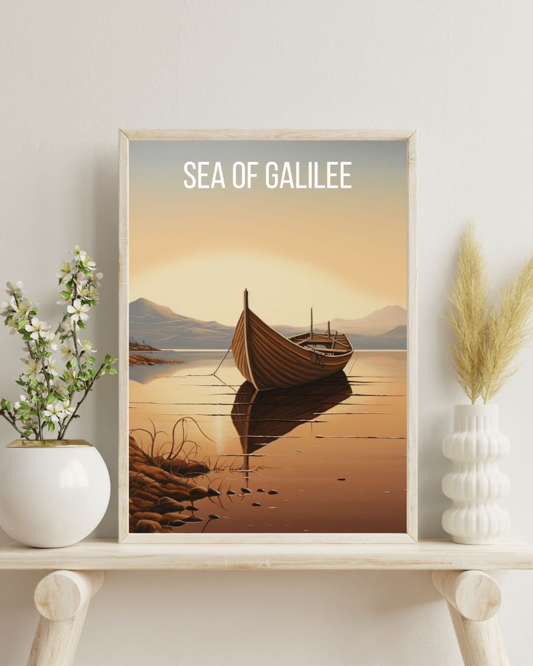 Sea of Galilee Poster Art, Wall Art of Biblical Israel. Jesus Met Simon ...