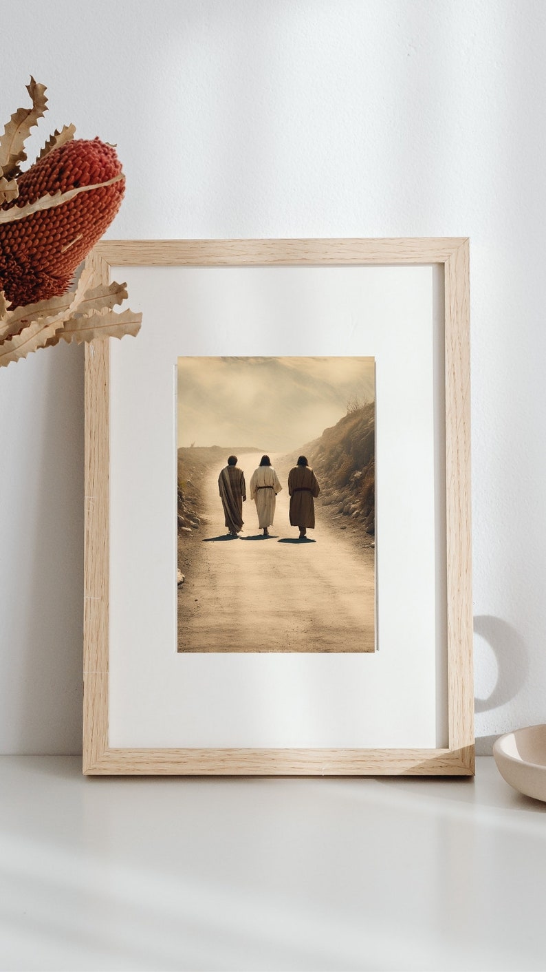 Jesus-walk to Emmaus-print Art-scripture Luke 24. Jesus and Two ...