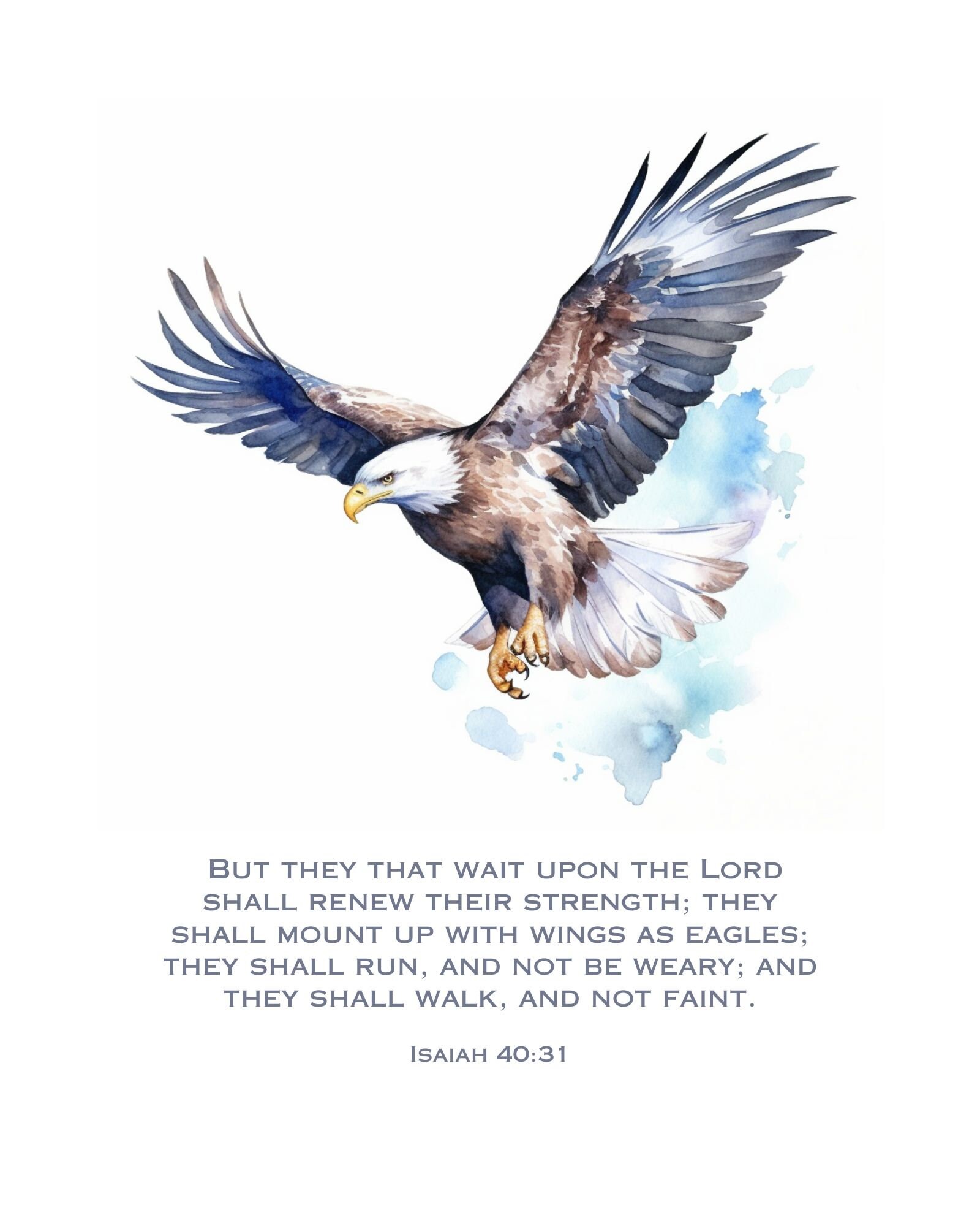 Wings as Eagles Watercolor Print Bible Verse Isaiah 40 Psalm - Etsy
