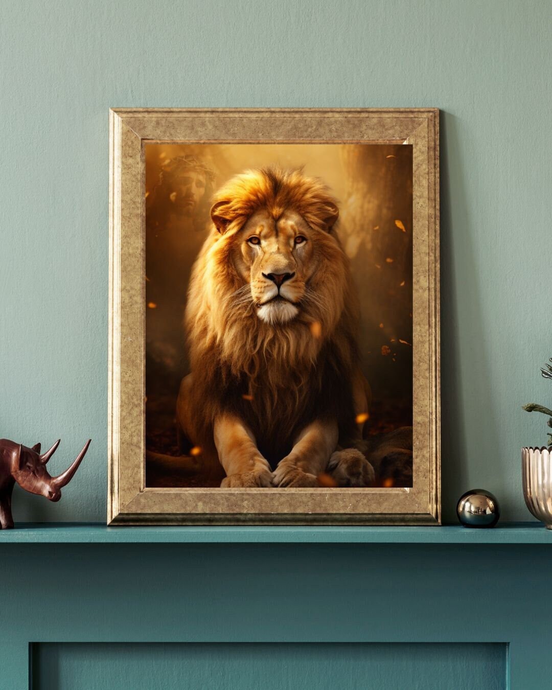 Lion and Jesus Crown of Thorns, Scripture Jesus Christ the Lion of ...