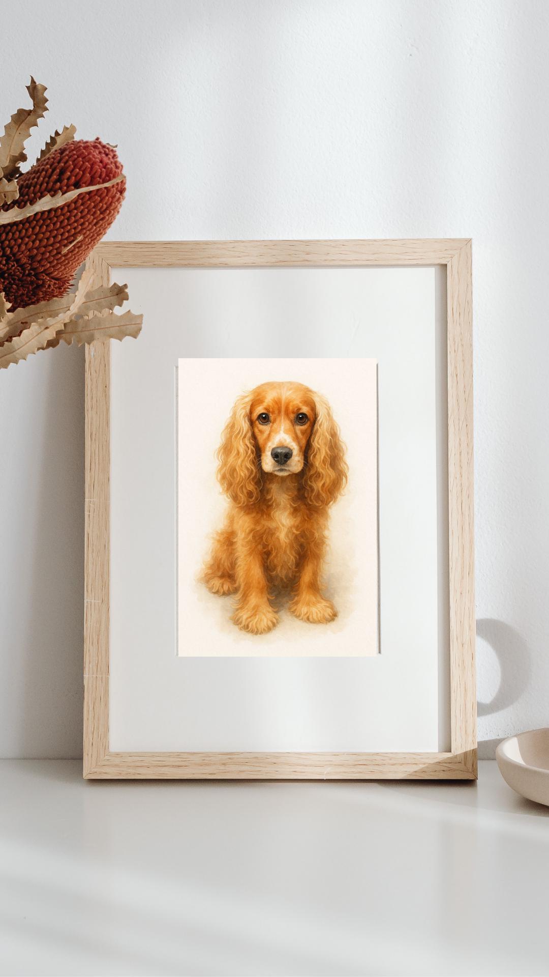 Cocker Spaniel Watercolor Dog Print, Digital Download Wall Art, Pet ...