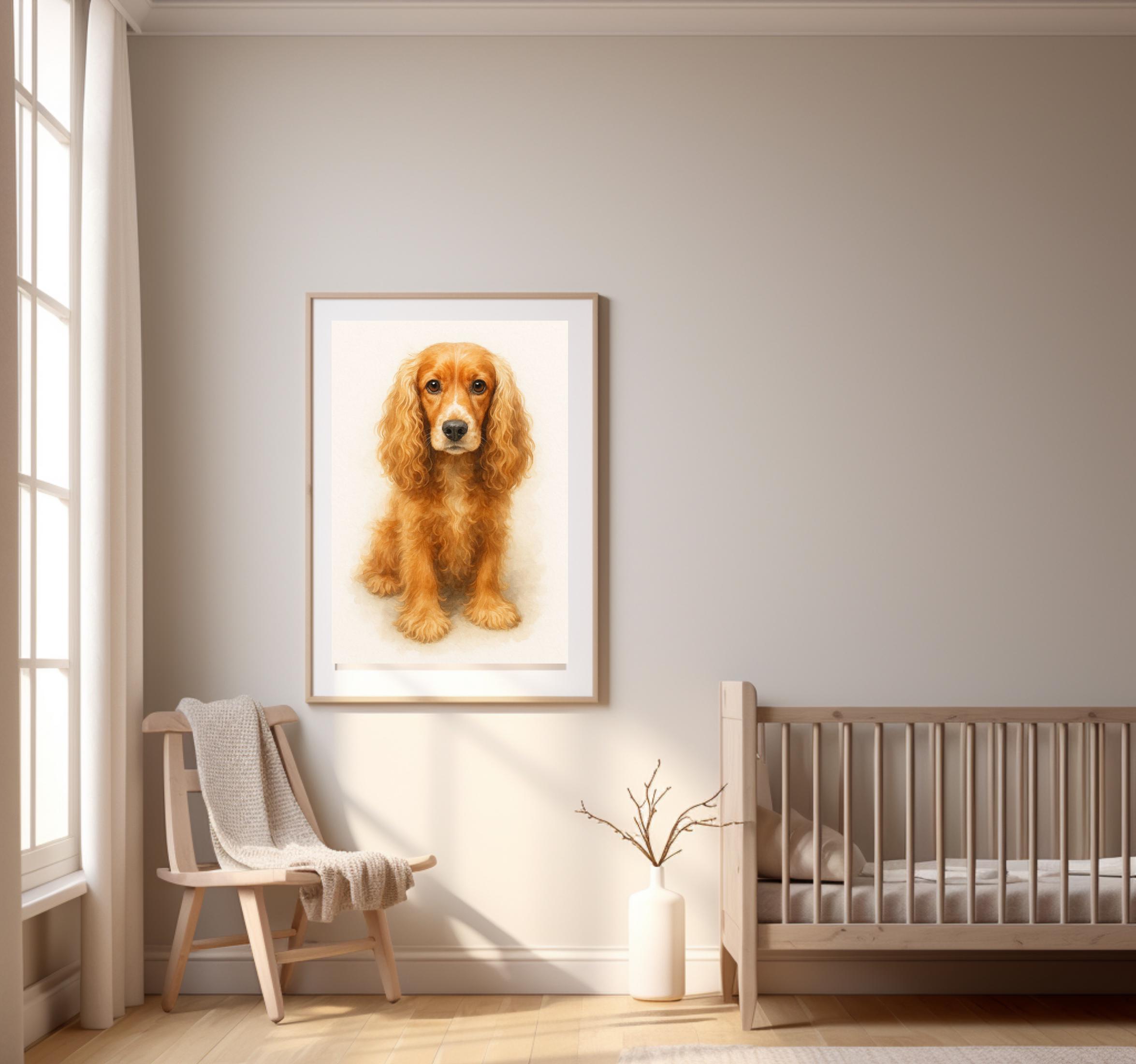 Cocker Spaniel Watercolor Dog Print, Digital Download Wall Art, Pet ...