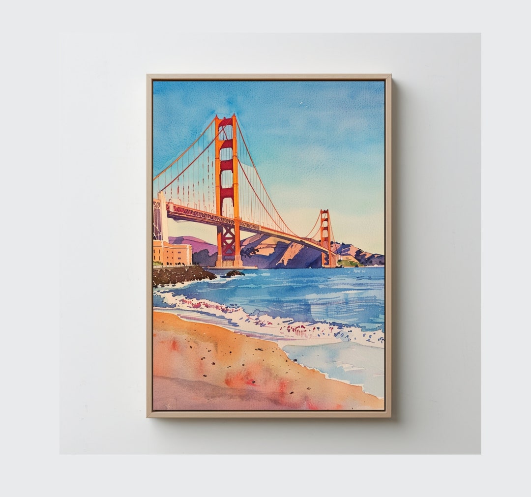 Golden Gate Bridge Digital Wall Art, Watercolor Design, Wall Poster ...