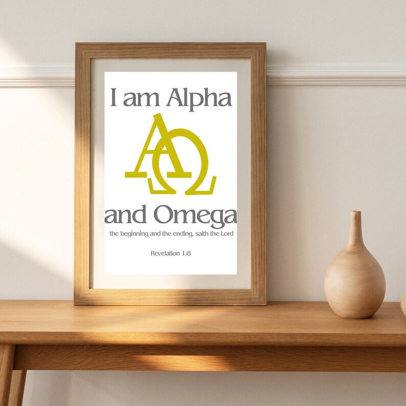 I Am Alpha & Omega, Scripture Verse Poster. Rev 1:8 Bible Wall Art ...