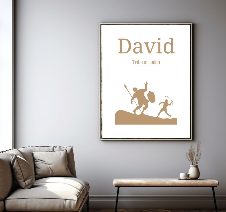 David, Defeated Goliath, Digital Print Bible Art. Boy's Room Decor ...
